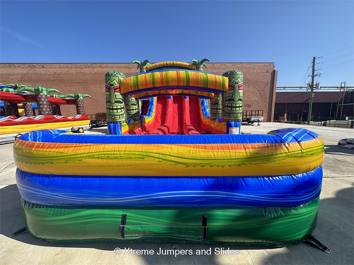 19' Reggae Rush Triple Lane Water Slide For Rent